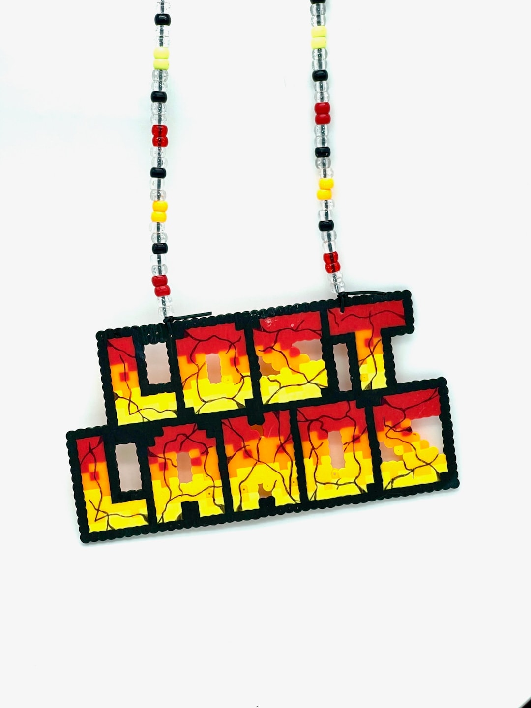 Lost Lands Logo Red Orange and Yellow Perler Necklace - Etsy