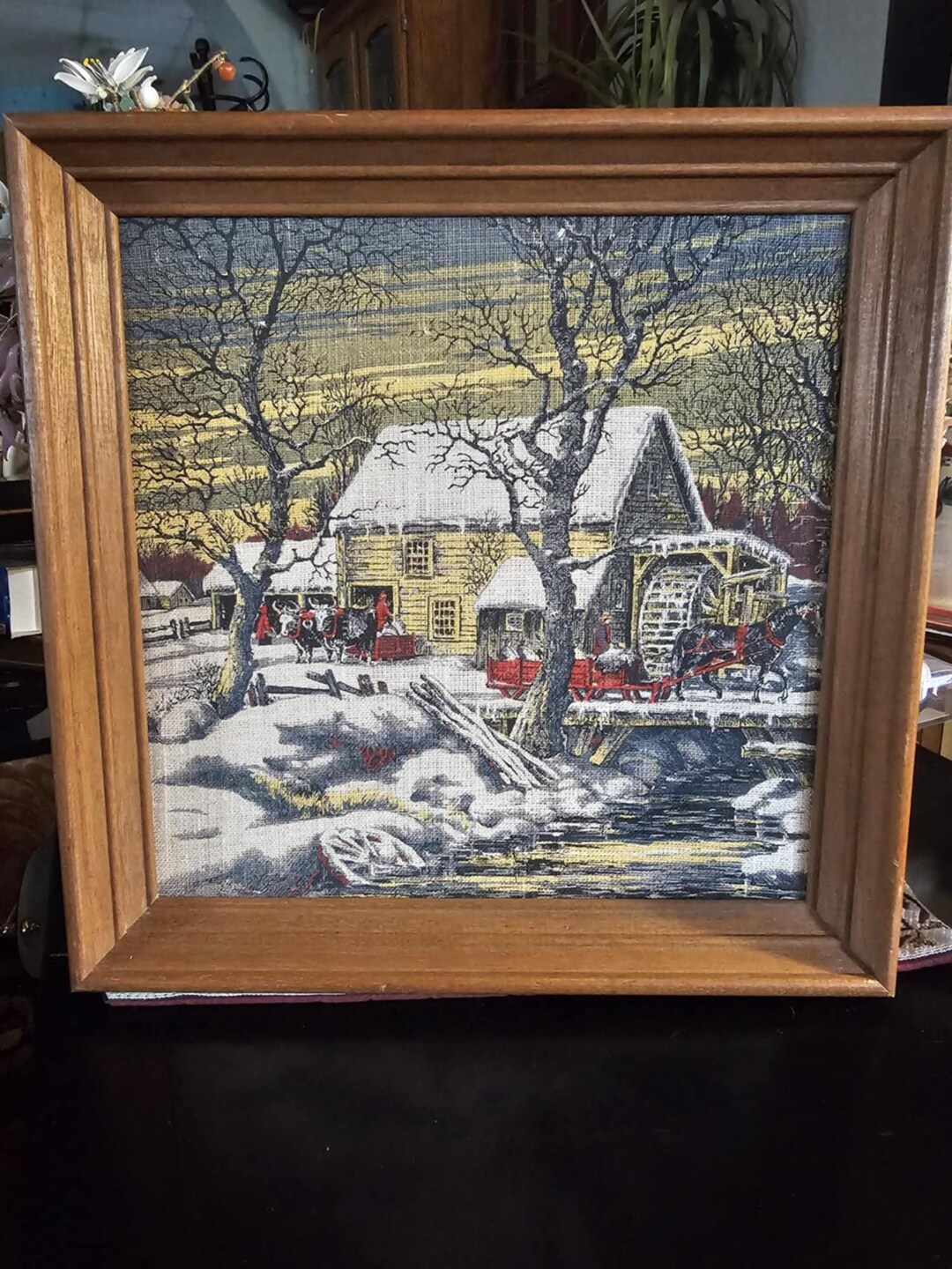 Retro Kaydee Colonial Mill With Horse Drawn Buggy Snowy Winter Farm ...