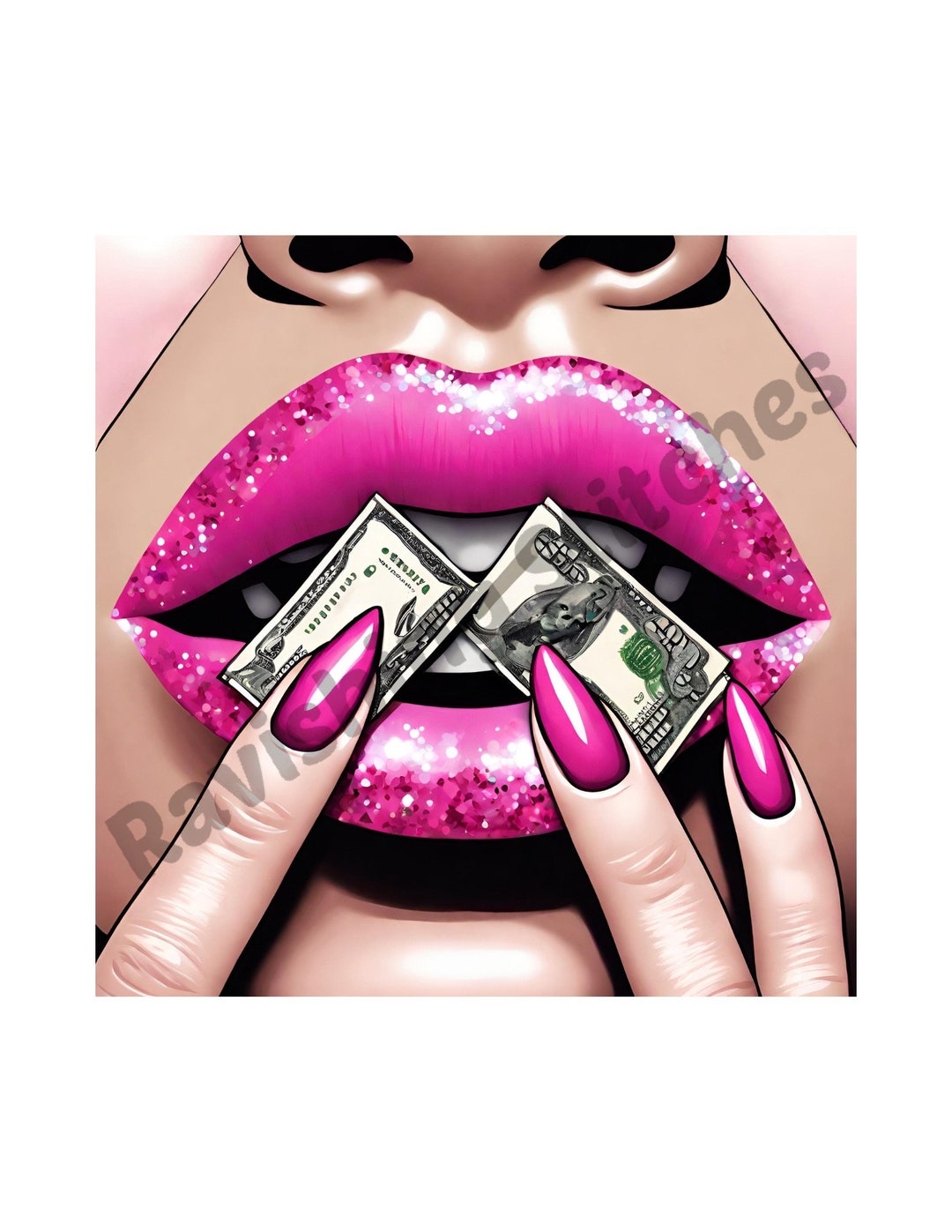 Pink Lips and Money PNG Image, Instant Download, Sublimation Design ...