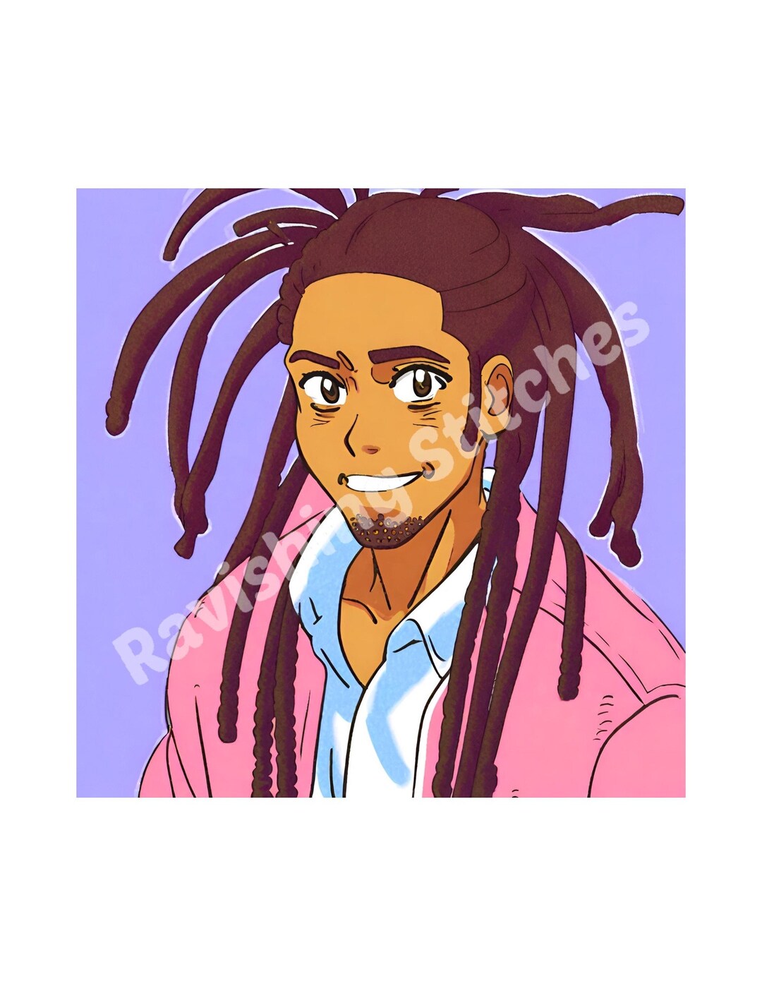 Anime Man With Locs PNG Image, Instant Download, Sublimation Design ...