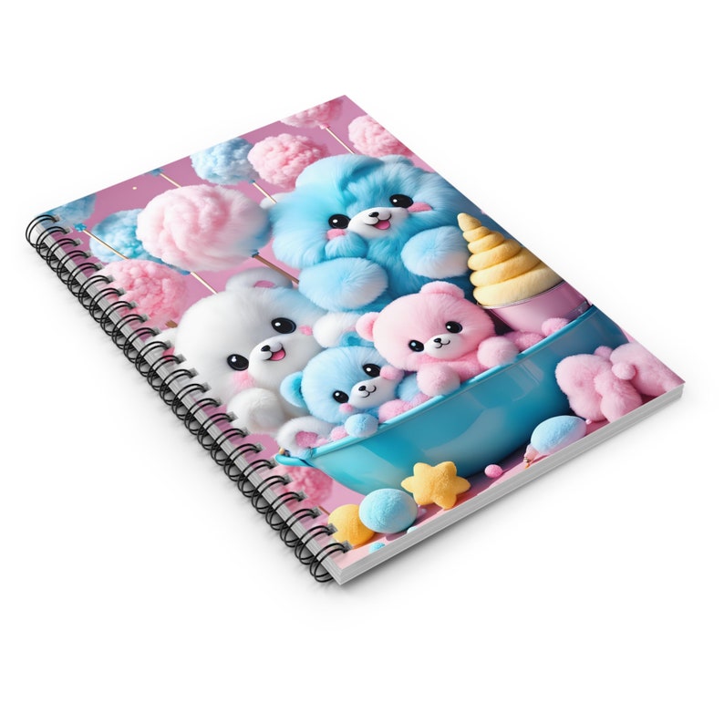Teddy Bear Kawaii Notebook, Pink and Blue, Animal Notebook, Aesthetic ...