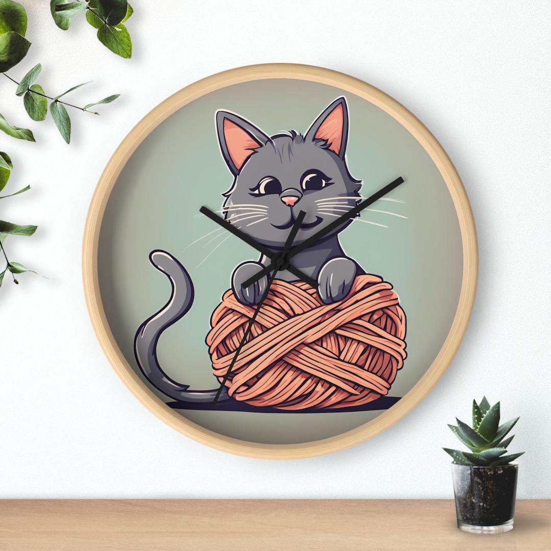 Cat Wall Clock, Cat Clock, Cat Wall Decor, Cat Art, Cat Home Interior ...
