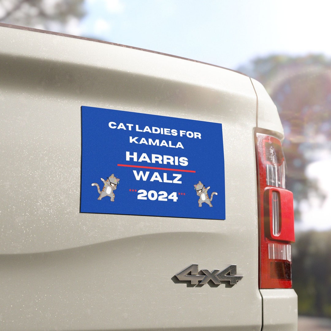Cat Ladies for Kamala Harris Walz Bumper Sticker Sticker Car Magnet ...
