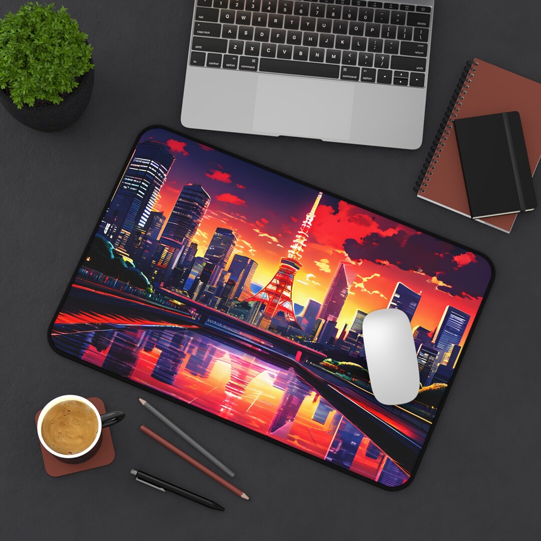 Japan Desk Mat, Japan Skyline, Large Mouse Pad, Anime Computer ...