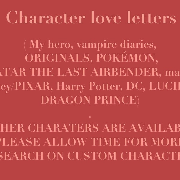 Character Love Letter - Etsy