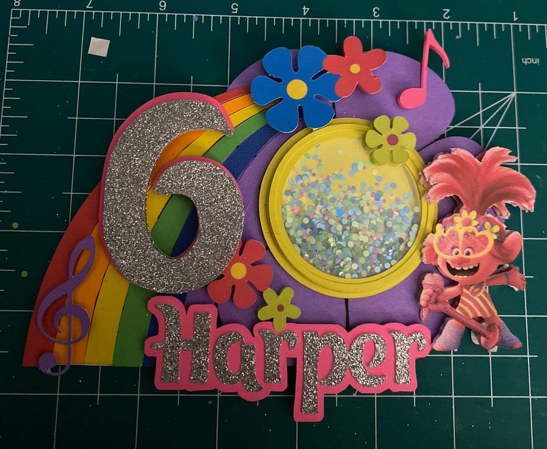 Trolls Themed 3-D Glitter Cake Topper - Etsy