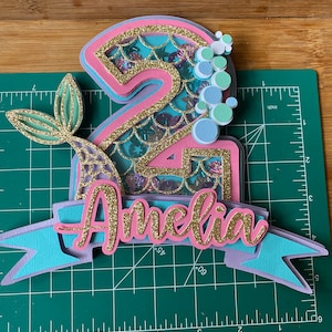 Mermaid Under the Sea Theme Glitter Cake Topper - Etsy