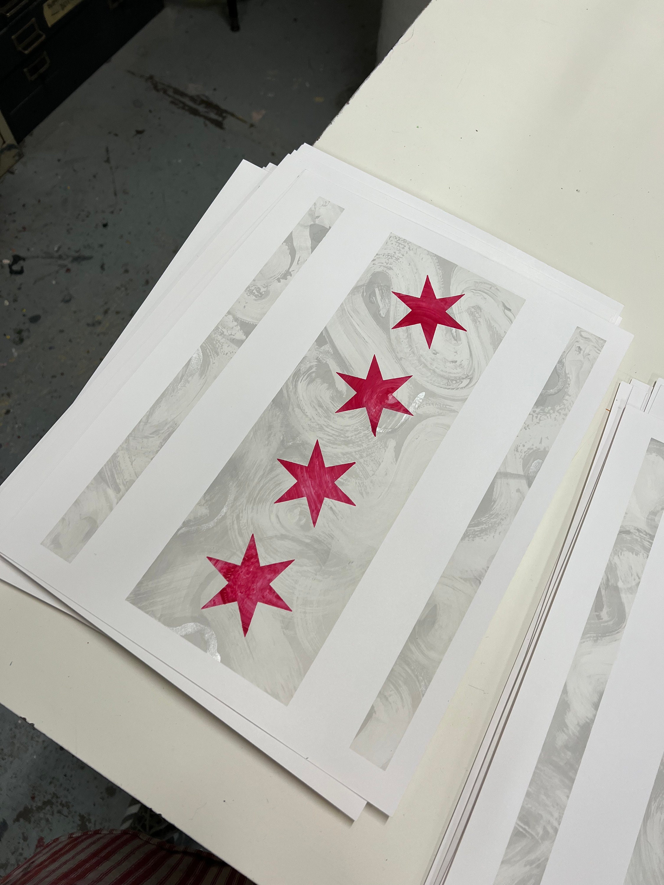 Stained Glass Chi - Original Chicago Flag Screen Print - Etsy
