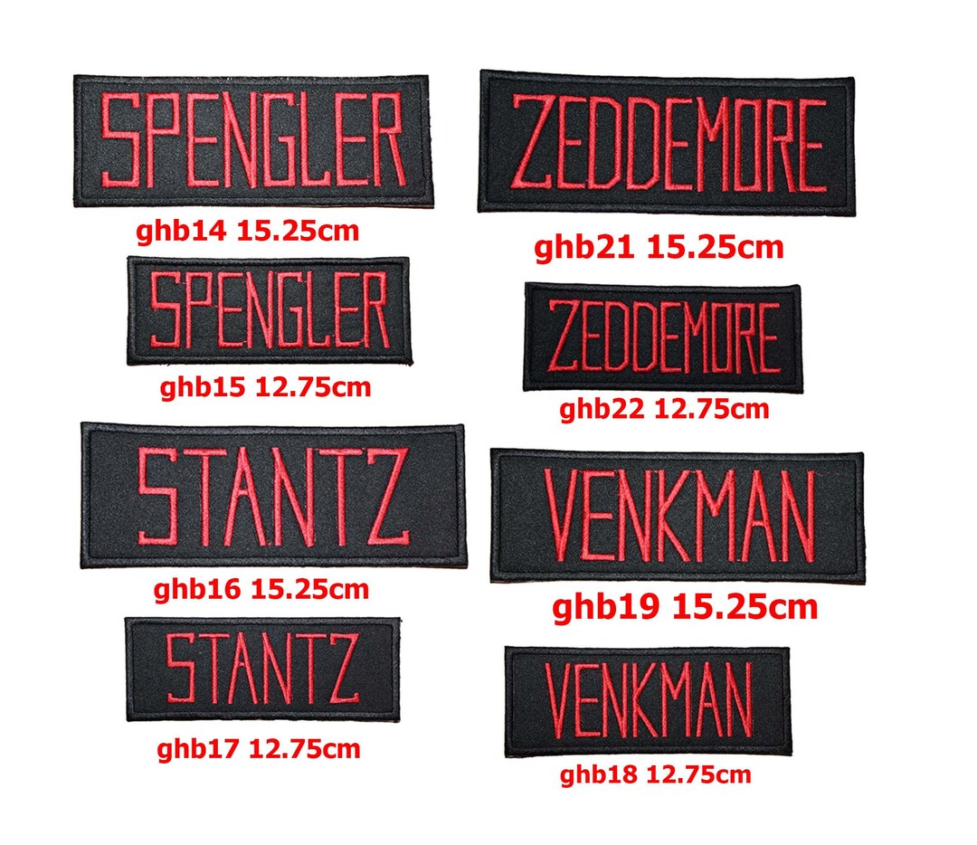 Ghostbusters Spendler, Stantz, Venkman, Zeddemore Name, Embroidered, Applique Pattern ...