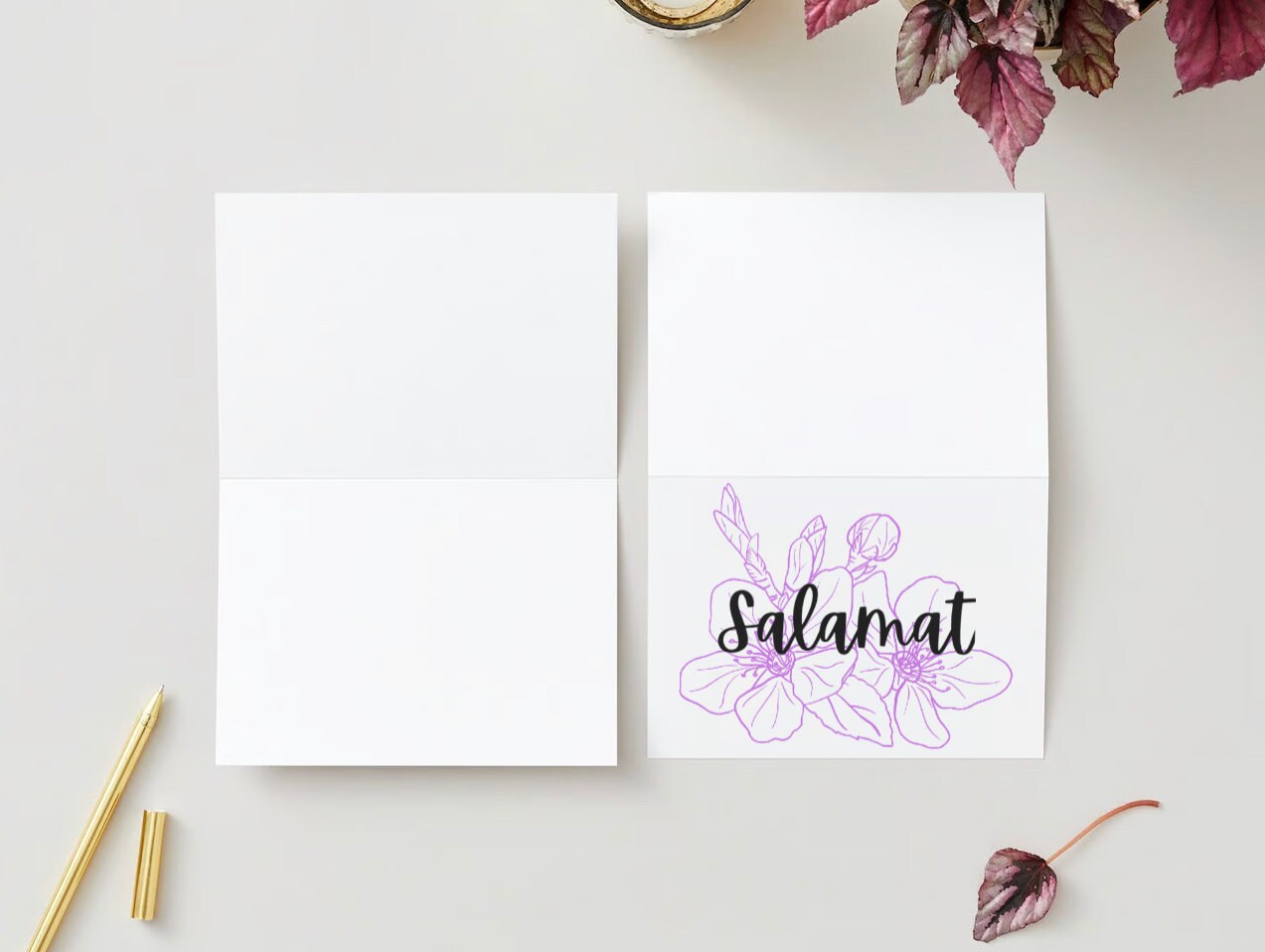 Digital Thank You Card, Folded Landscape, Tagalog, Salamat, Greeting ...