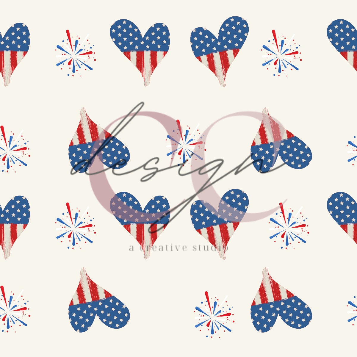 4th of July Hearts Seamless File - Etsy