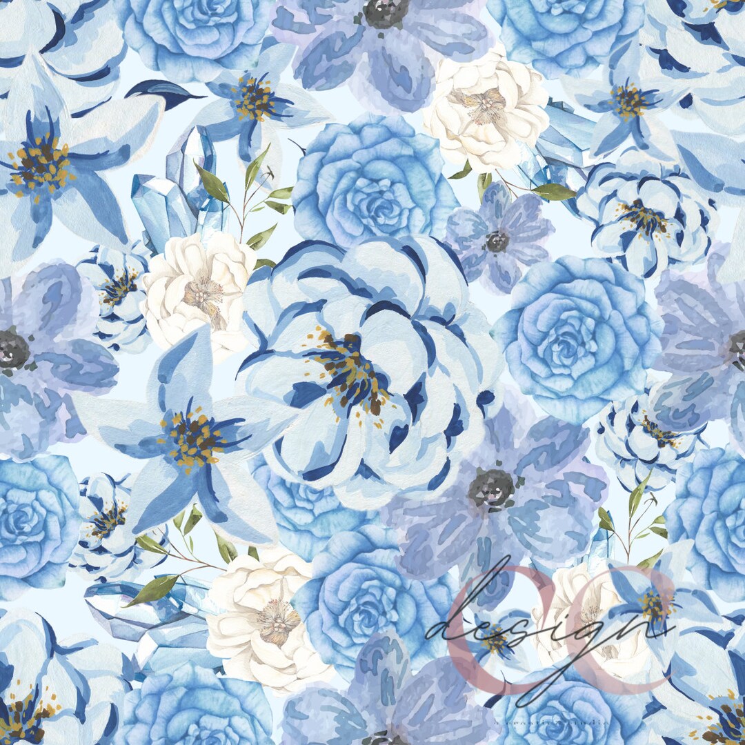 Blue Floral Seamless File - Etsy