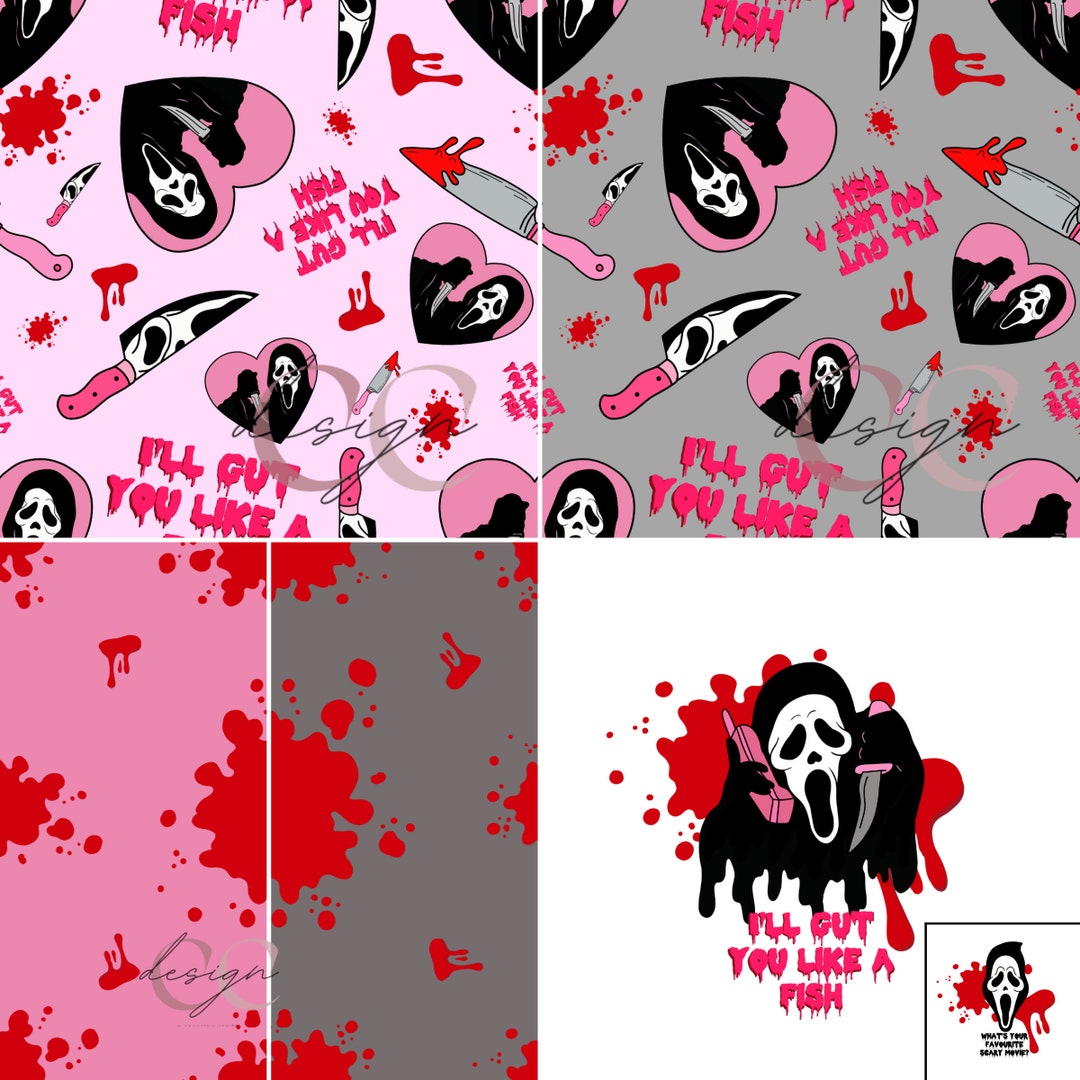 Bundle//horror/halloween Seamless File//scream//pink and Gray - Etsy