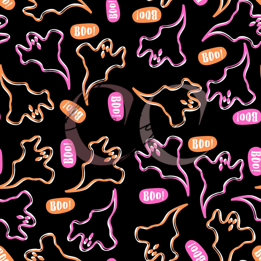 Neon Ghosts//pink and Orange Seamless File - Etsy