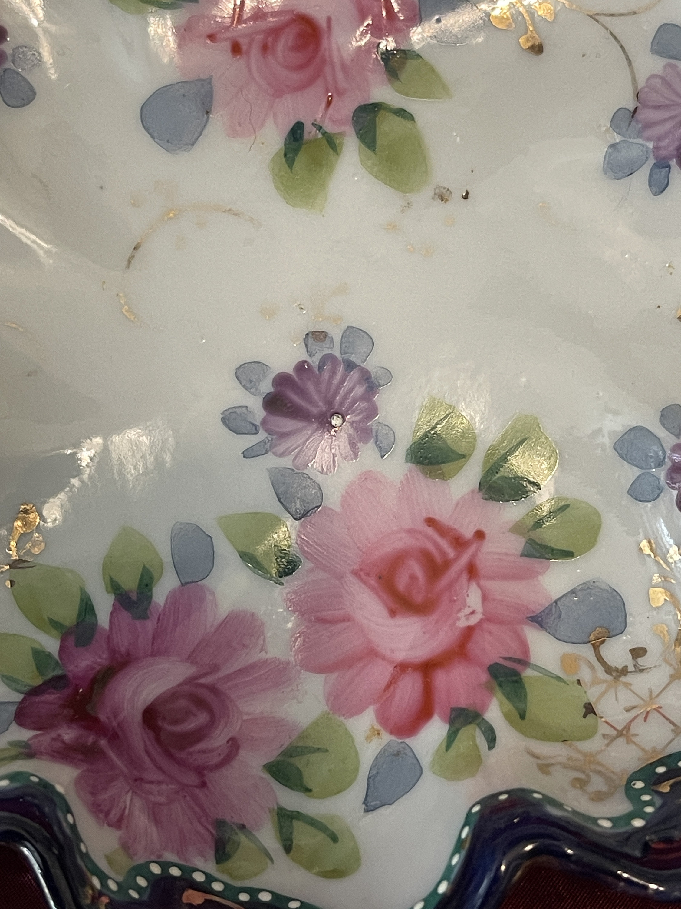 Antique Japanese Nippon Hand Painted Nappy Nut Dish Cobalt Blue Pink ...