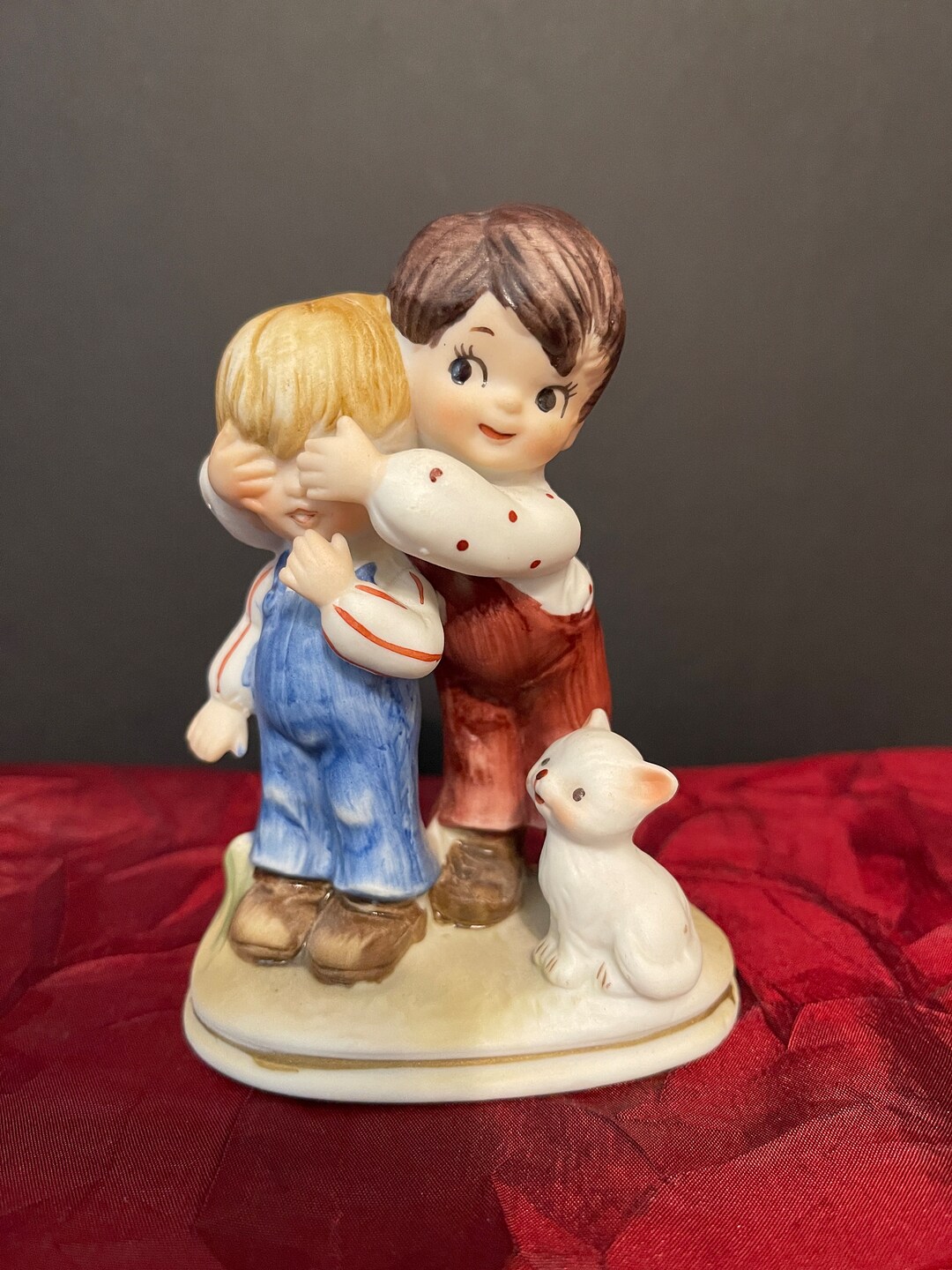 Vintage Lefton Porcelain Figurine #6188 Boy Surprising Other Boy With a ...