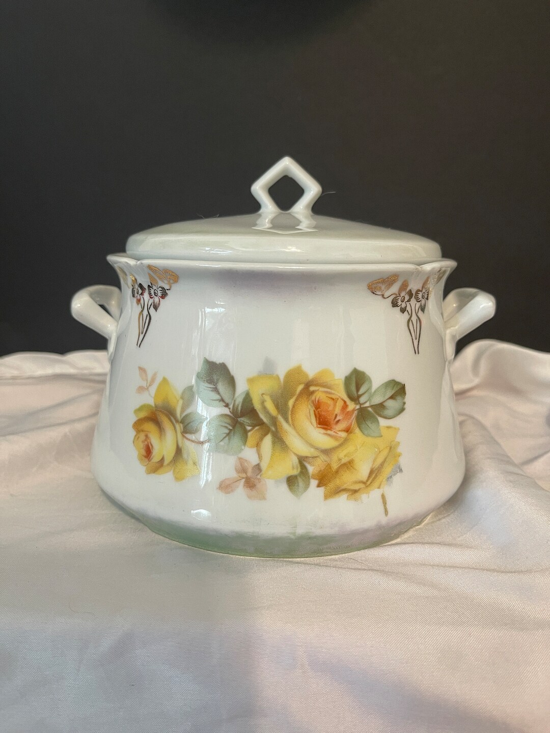 Vintage Leuchtenburg Hand Painted Floral Lidded Dish Made in Germany ...