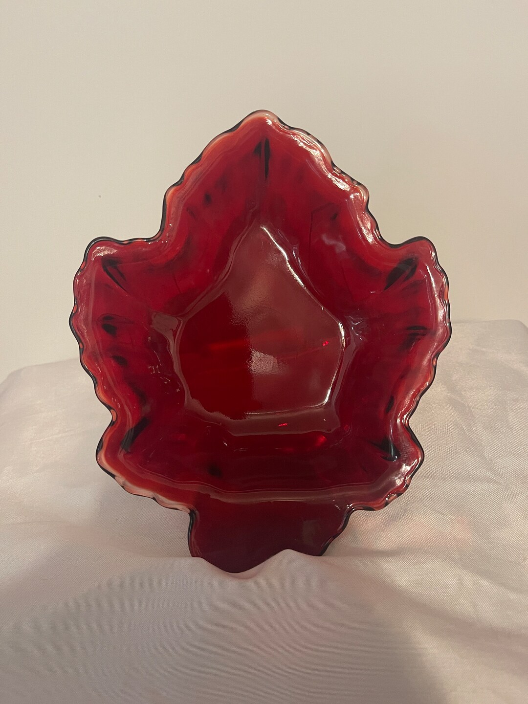 Vintage Anchor Hocking Royal Ruby Red Depression Glass Maple Leaf Dish ...
