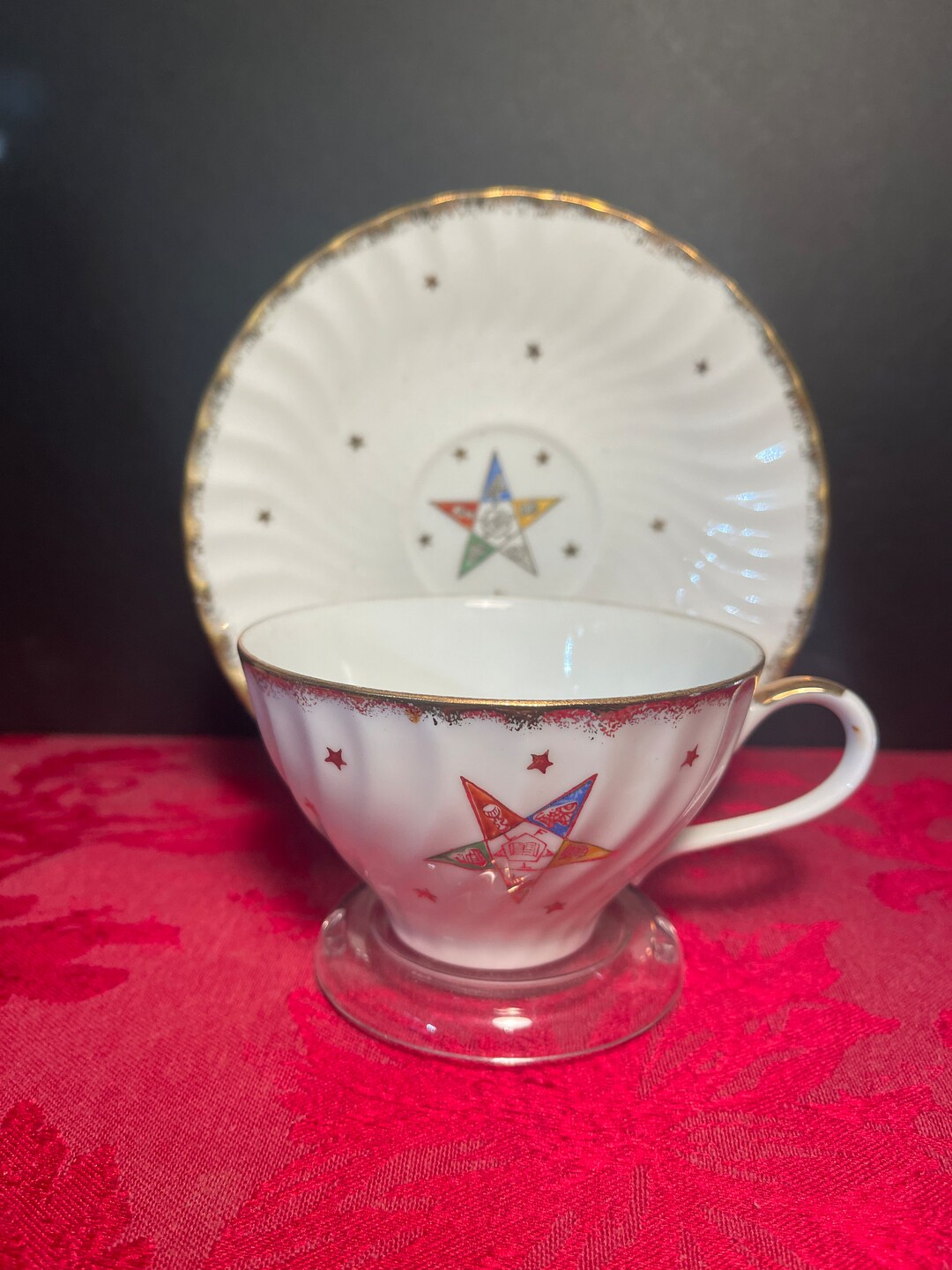 Vintage Norcrest China Order of Eastern Star Cup and Saucer Set Hand ...