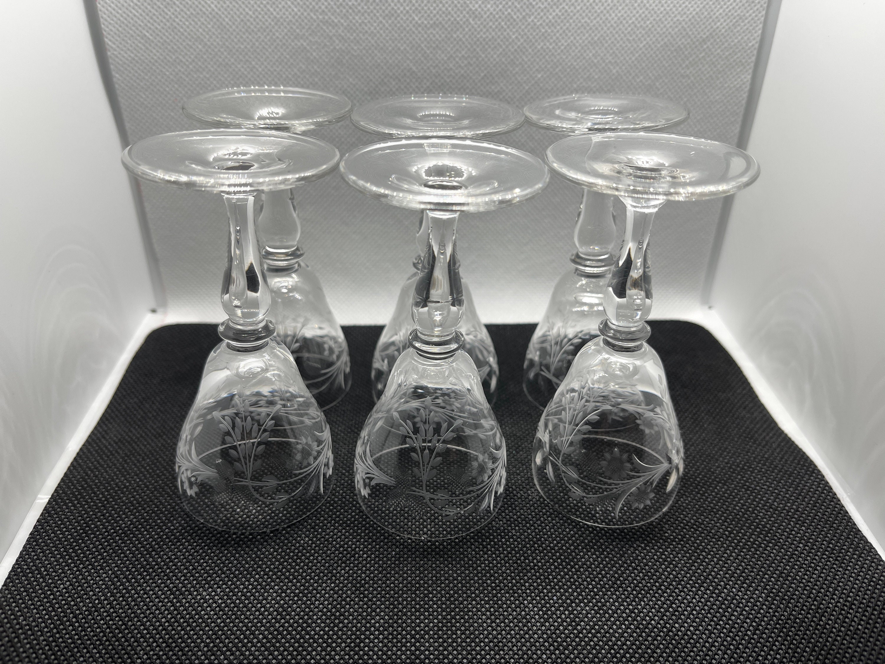 Kusak Glass Works Set of 6 Stemmed Cordial Glasses Jasmine - Etsy
