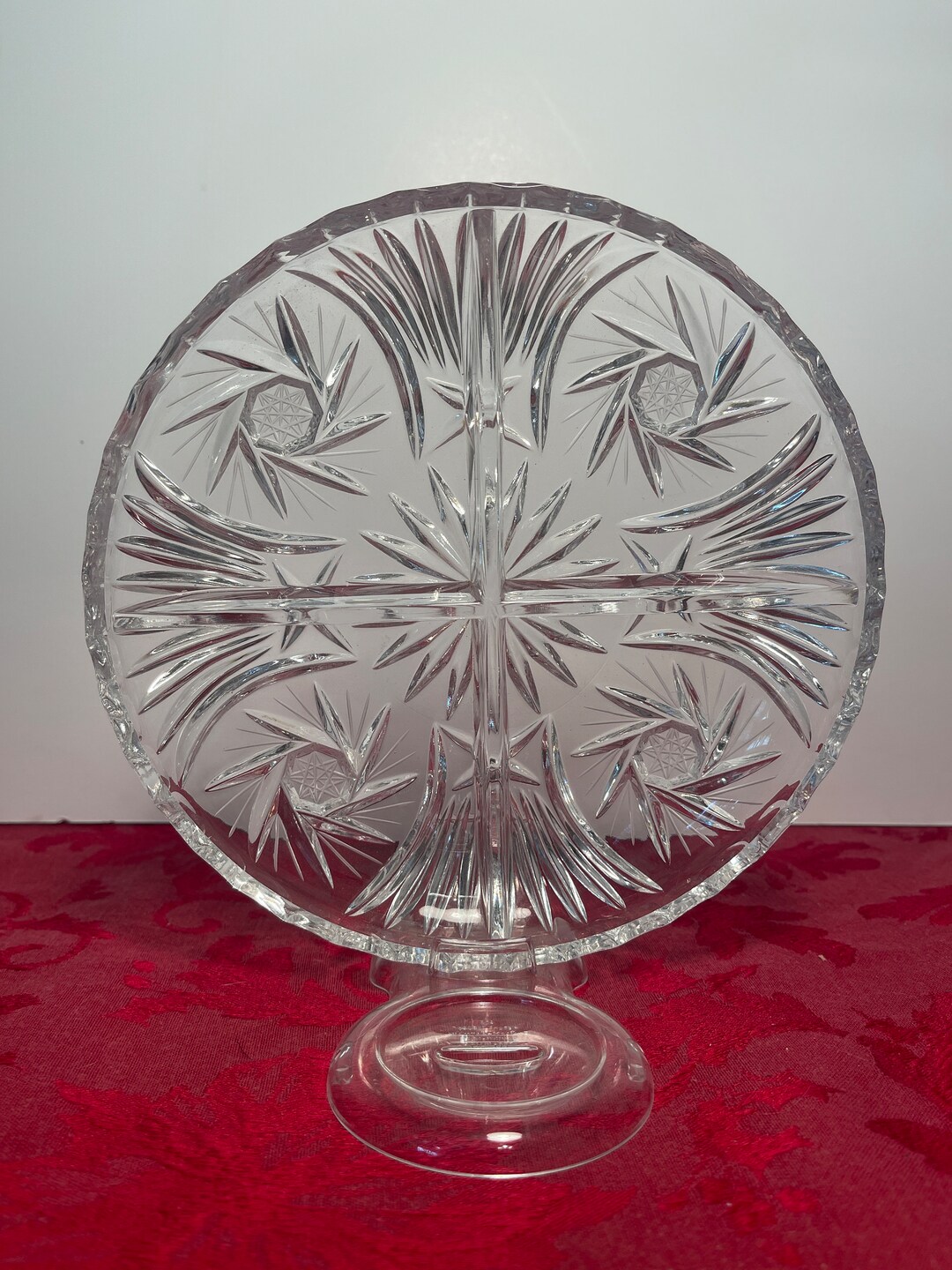 Vintage Gorham Cut Crystal Starbursts Divided 4 Compartment Relish Dish ...