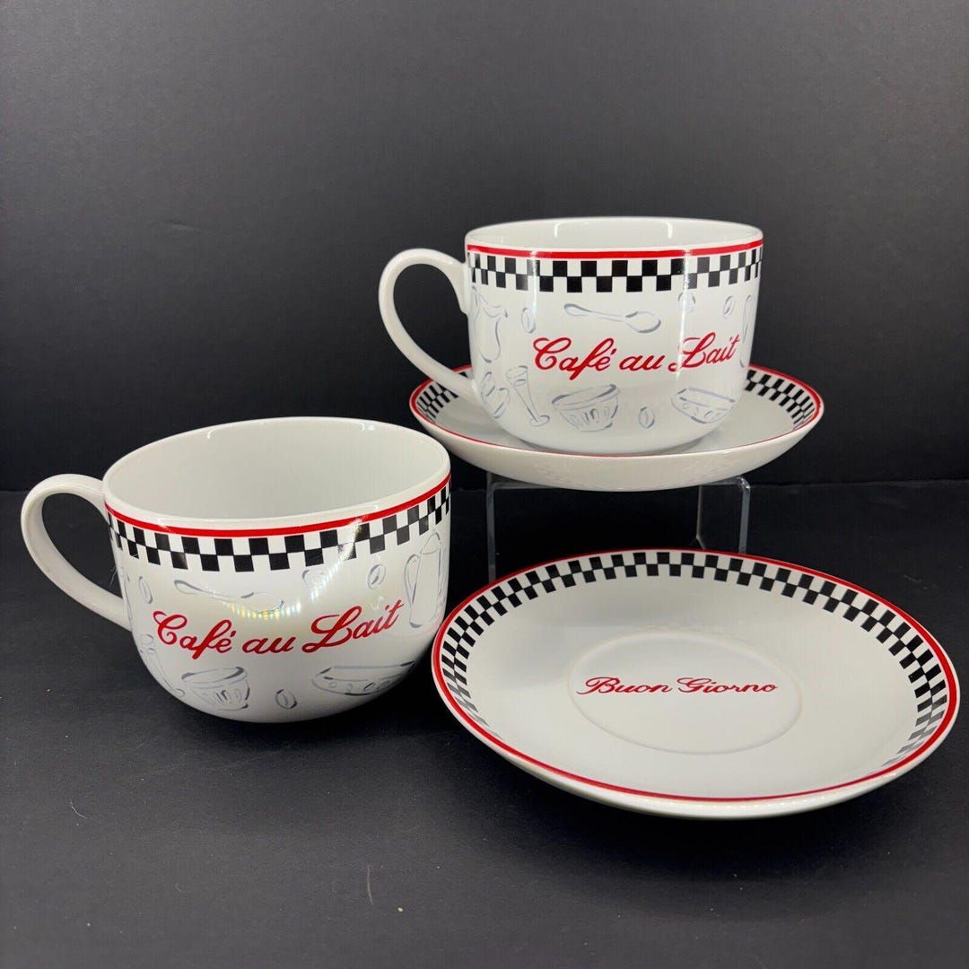 Riviera Van Beers Signature CAFE ITALIA Jumbo Cappuccino Coffee Cups ...