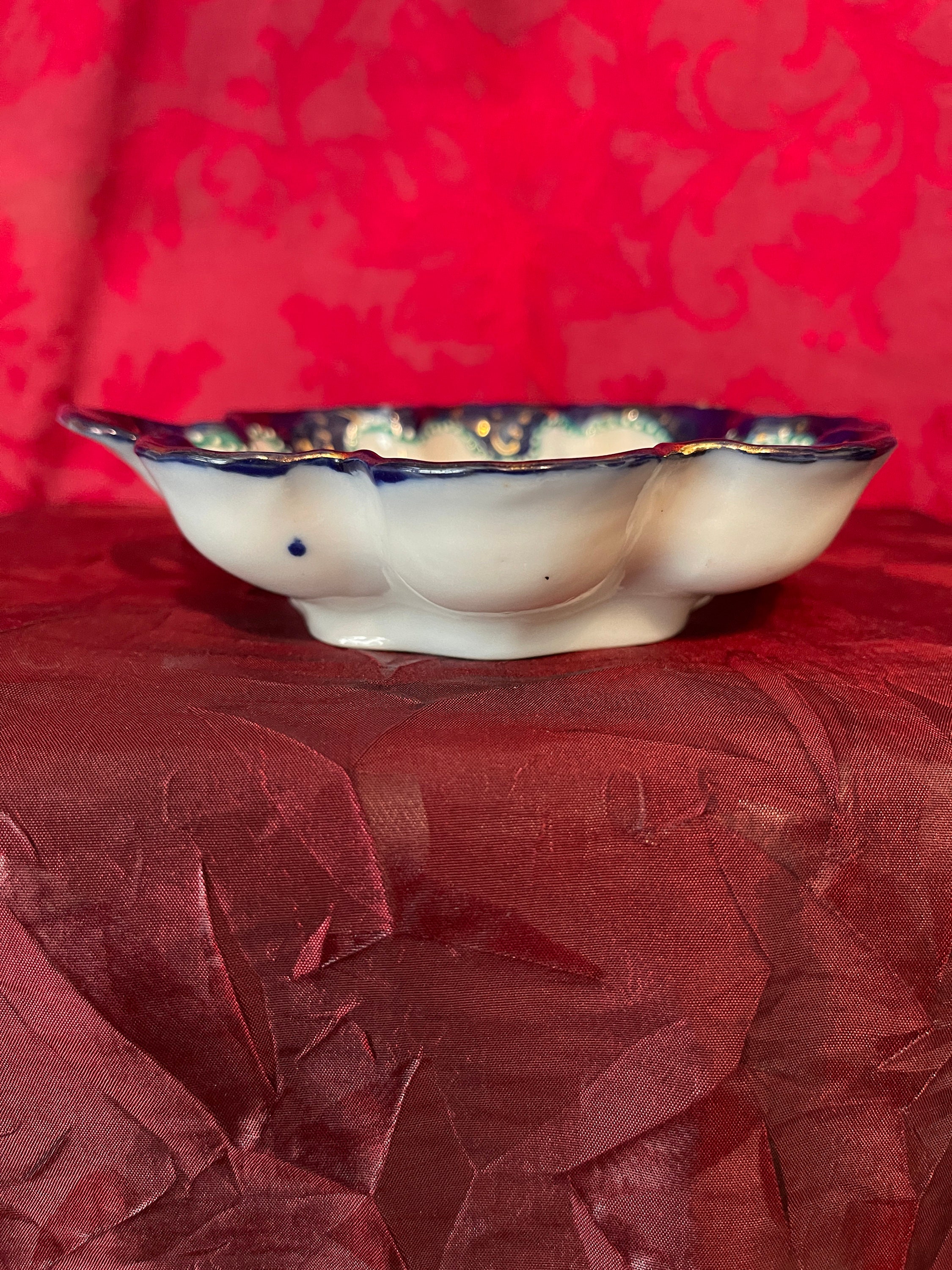 Antique Japanese Nippon Hand Painted Nappy Nut Dish Cobalt Blue Pink ...