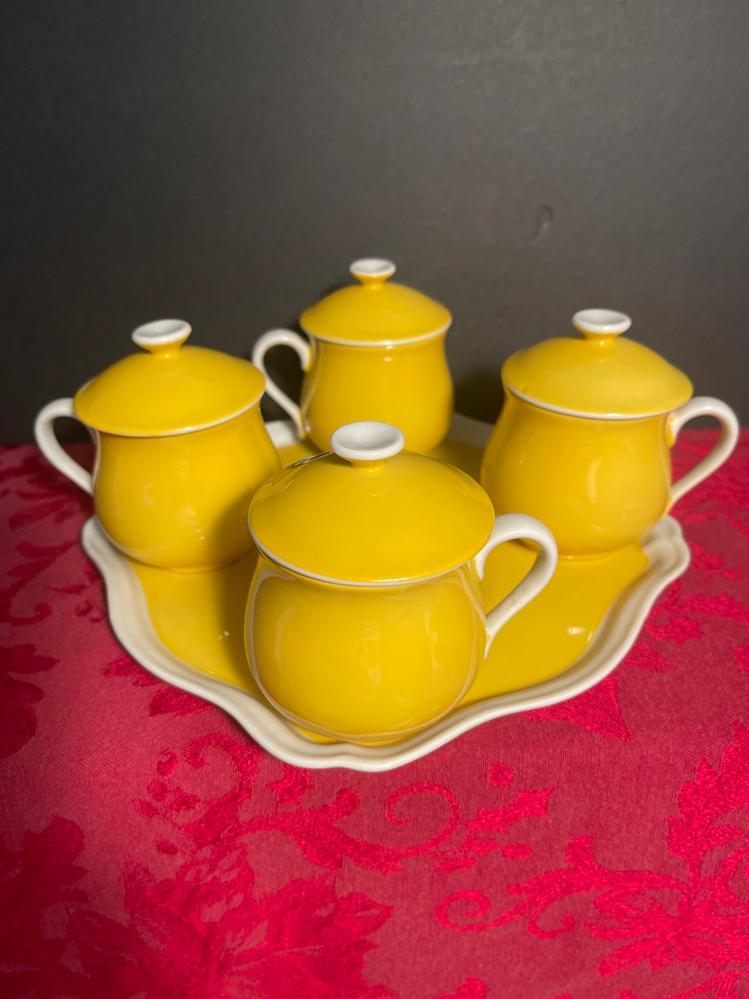 Vintage Yellow Tea Cups With Lids and Underplate Made in Japan 1950's ...