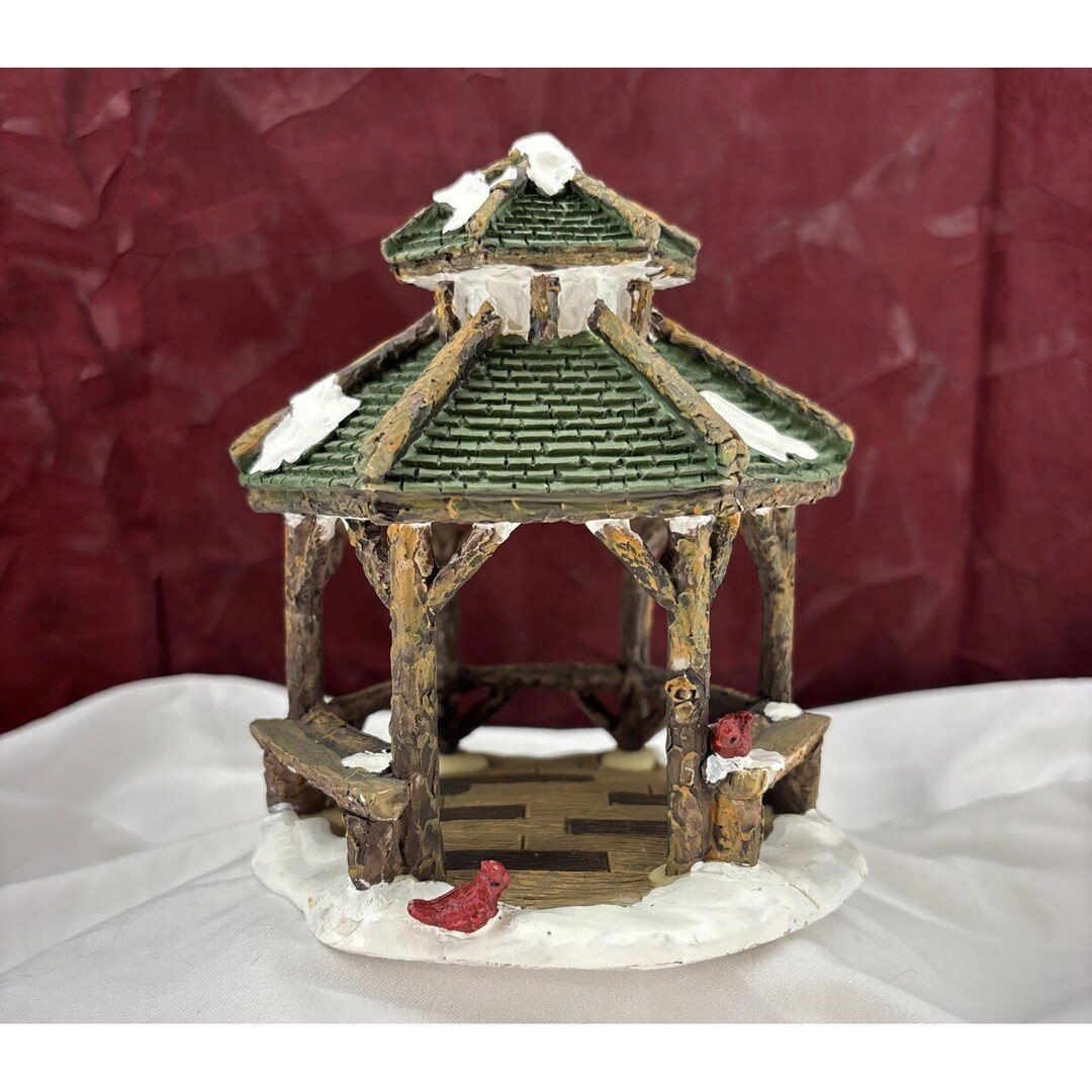 Vintage Carole Towne Collection Wood Look Gazebo Green Roof Christmas ...