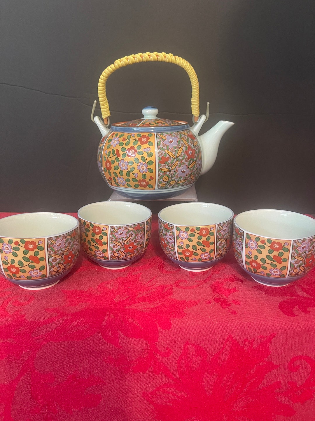 Japanese Arita-yaki Porcelain Tea Set Tea Pot 4 Teacups Made in Japan ...