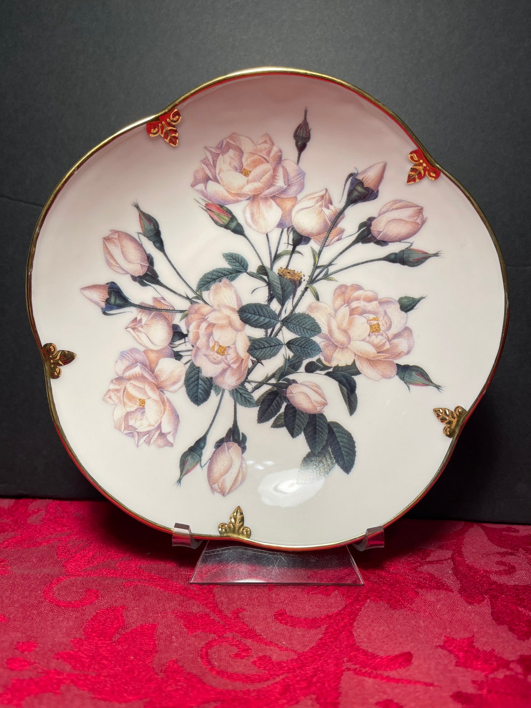 Vintage Goebel Fine China 7.5" White Roses Bowl Smithsonian Collection ...