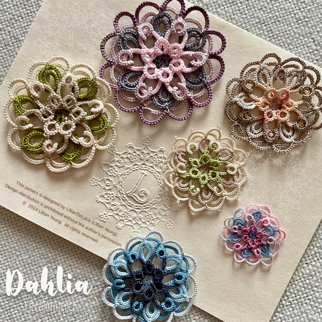 Dahlia Brooch Tatting Pattern: Layered Effect Tutorial (PDF Download ...