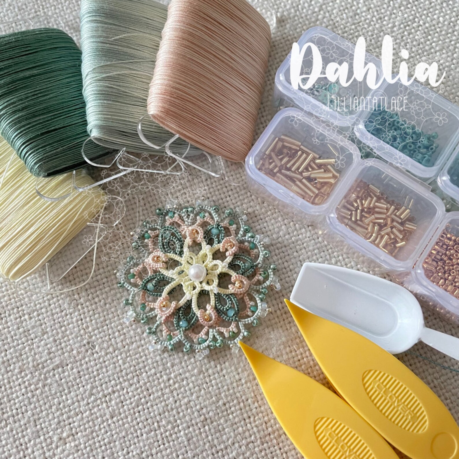 Dahlia Brooch Tatting Pattern: Layered Effect Tutorial (PDF Download ...