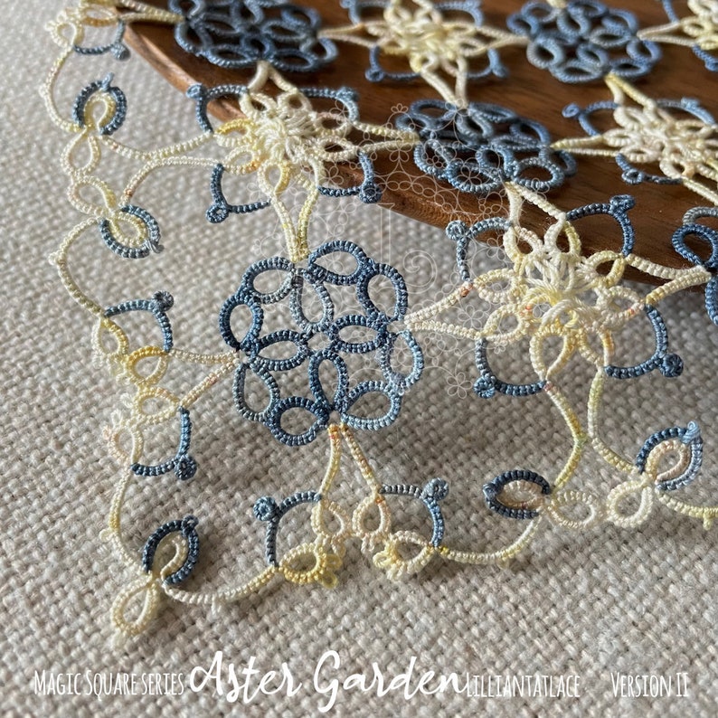 Aster Garden Magic Square Tatting Lace Doily Pattern for Advanced Tatters 2 Shuttles in English ...