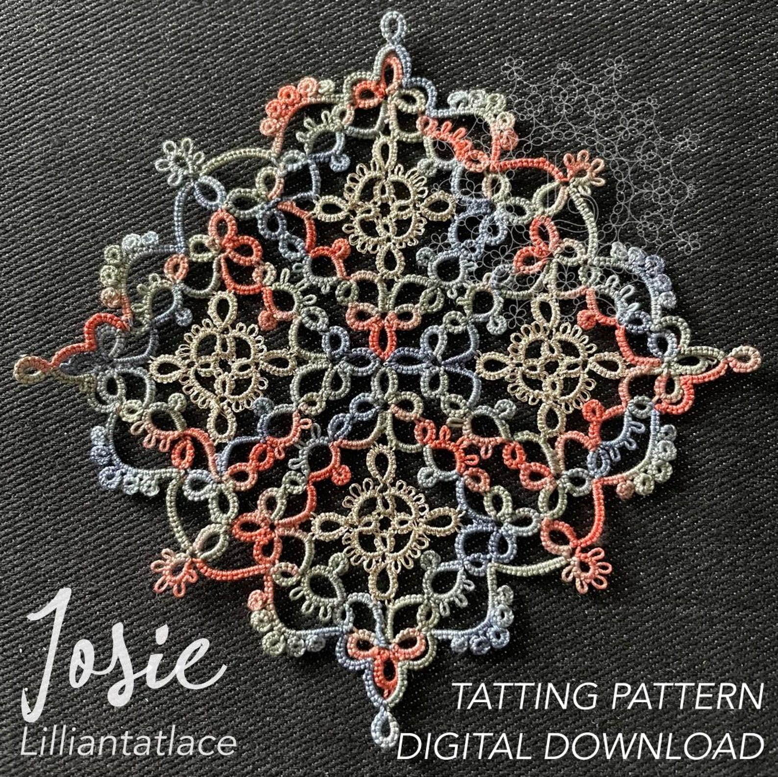 Josie Tatting PDF Tatting Pattern Frivolite Square Lace Doily Instant ...