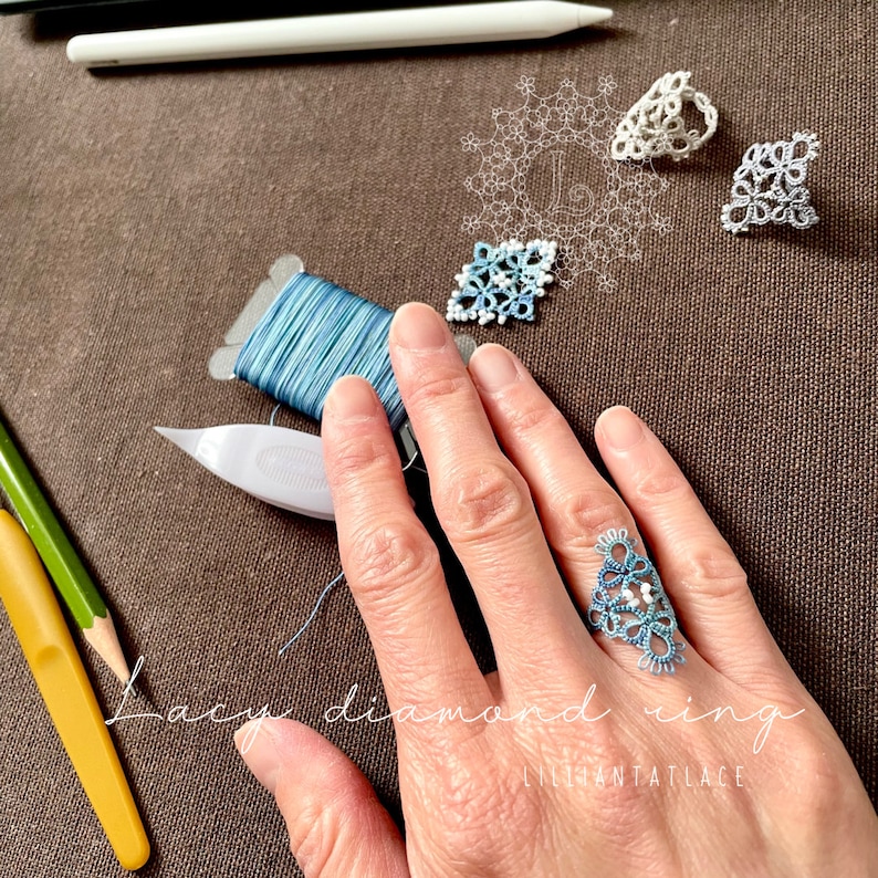 Lacy Diamond Motif With BONUS Ring Tatting Pattern Instant Download ...