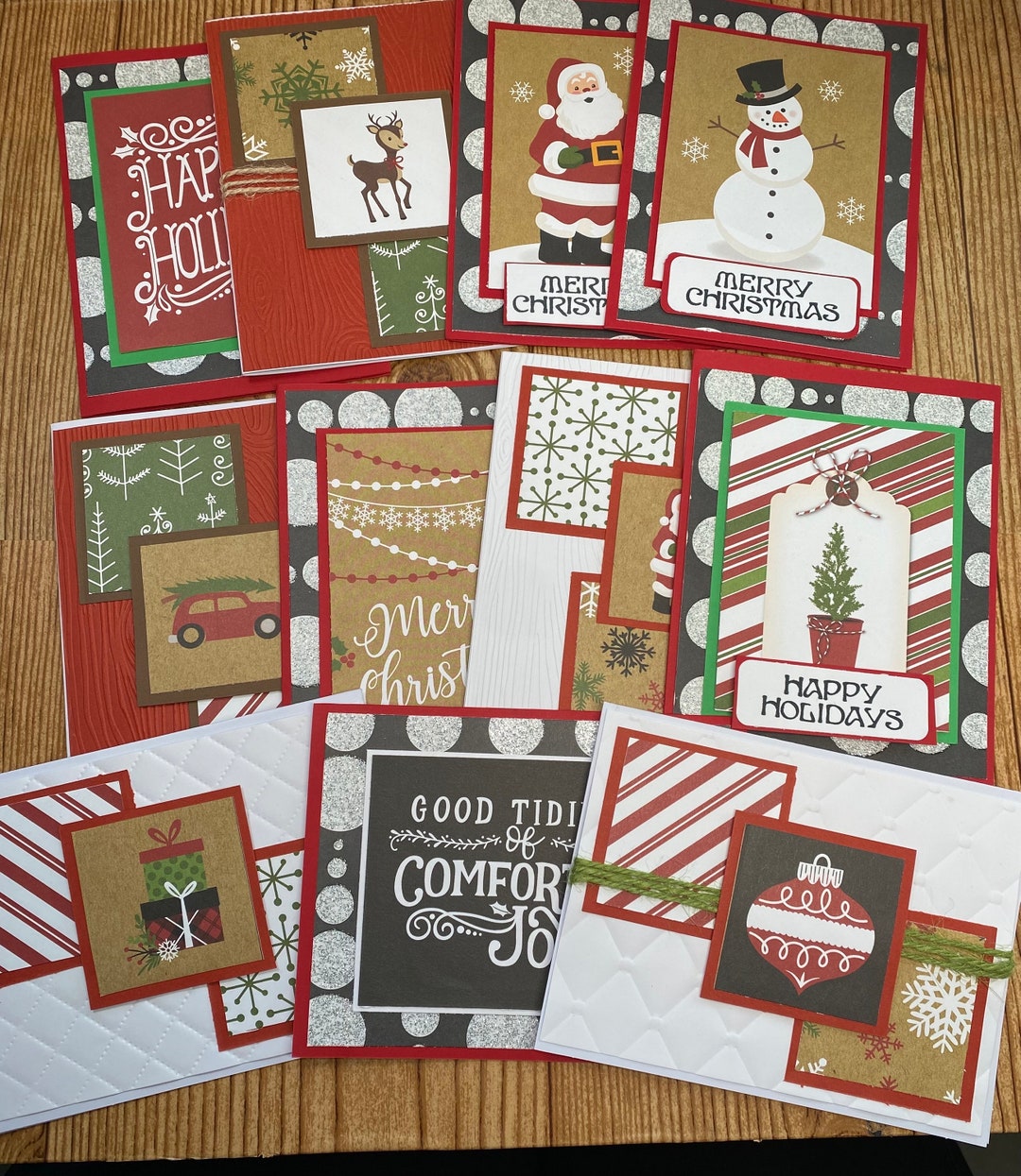 Handmade Christmas Cards. Set of 11 Blank Greeting Cards for - Etsy