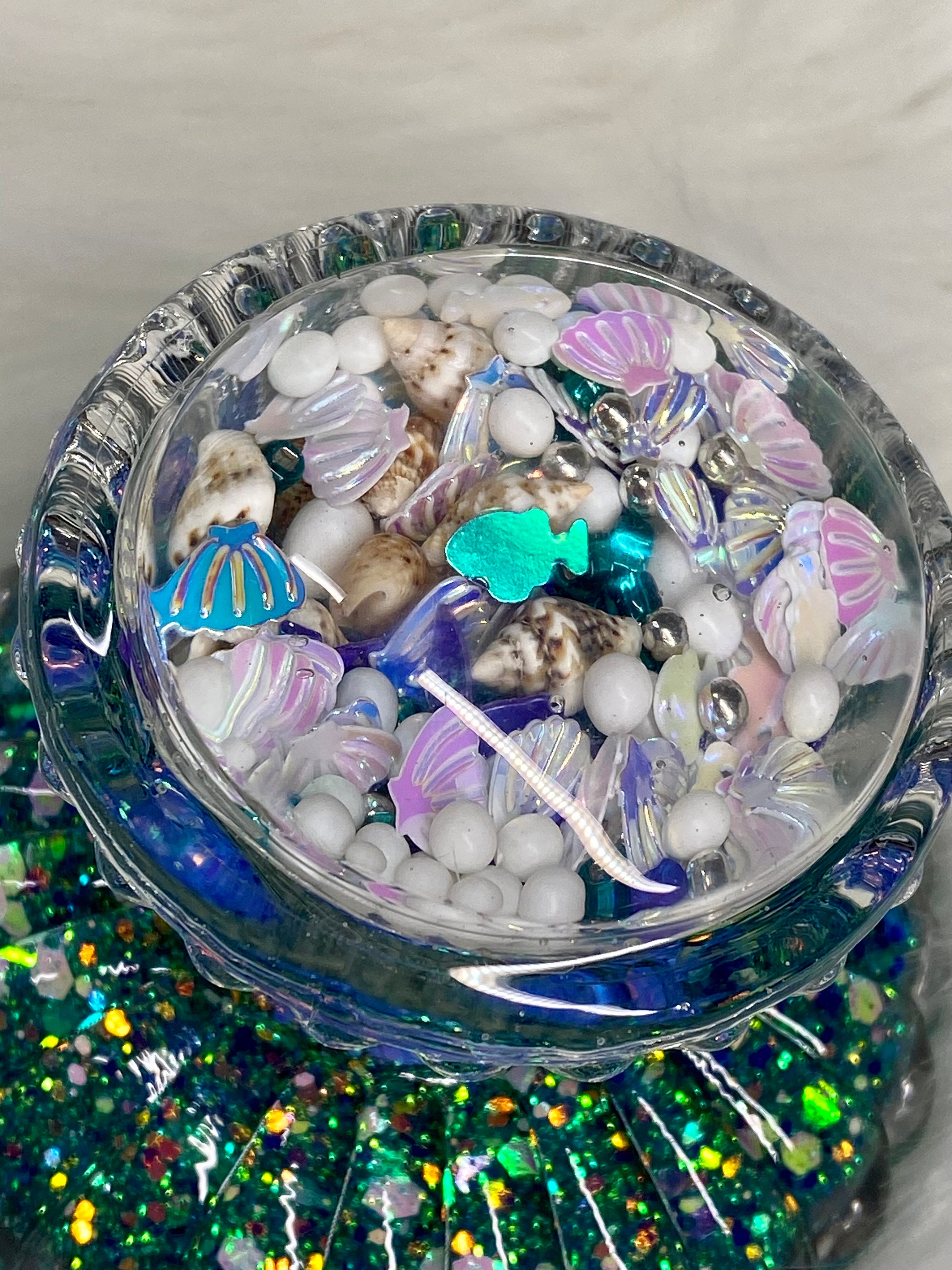 SEA LIFE & Pearls Stamp Pressing Tool, Glass Resin Glitter Stamp ...