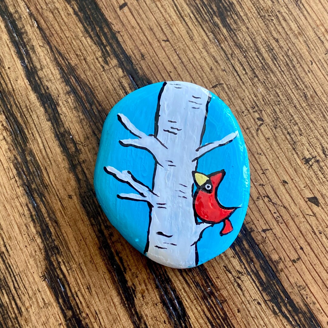Cardinal Pocket Rock Hug Stone Pebble - Etsy