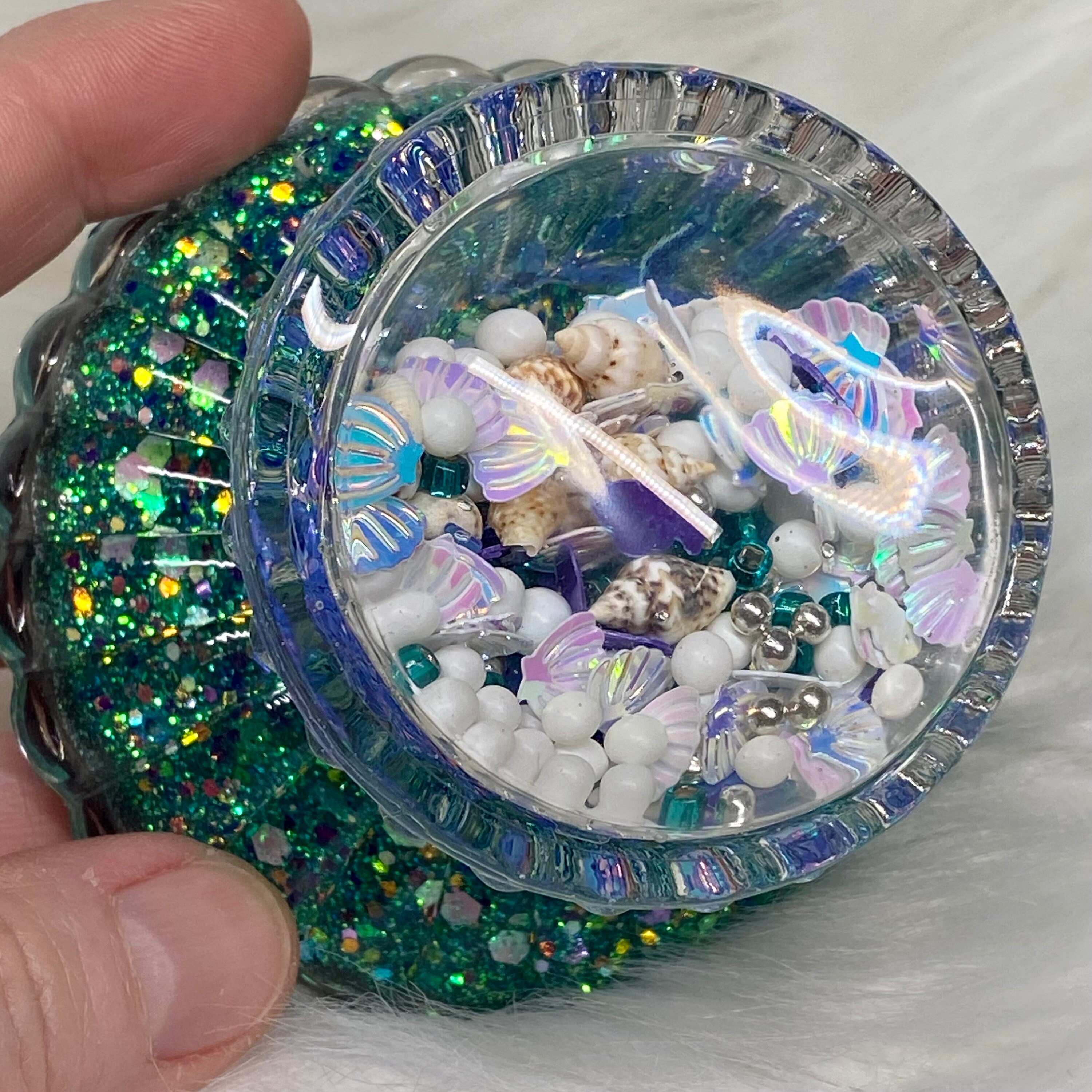 SEA LIFE & Pearls Stamp Pressing Tool, Glass Resin Glitter Stamp ...