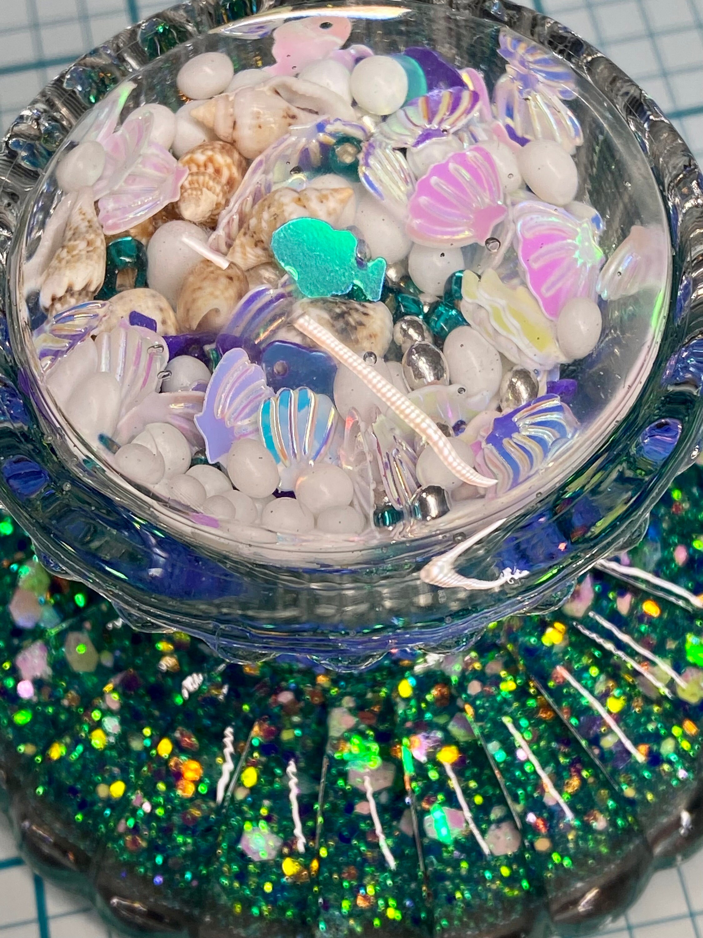 SEA LIFE & Pearls Stamp Pressing Tool, Glass Resin Glitter Stamp ...