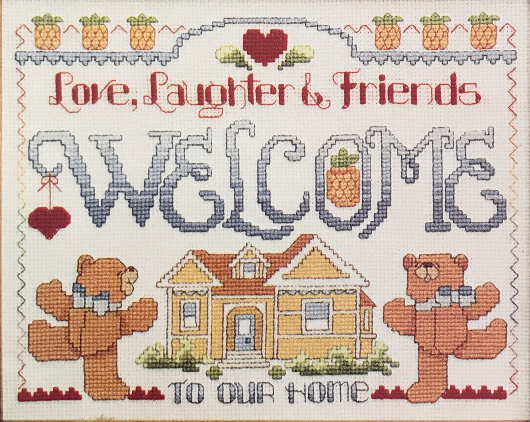 Welcome Friends Counted Cross Stitch Pattern PDF Instant Download Color ...