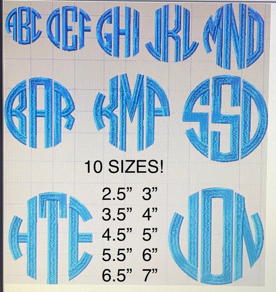 CLASSIC Circle Block Letters Monogram Font Machine Embroidery - Etsy