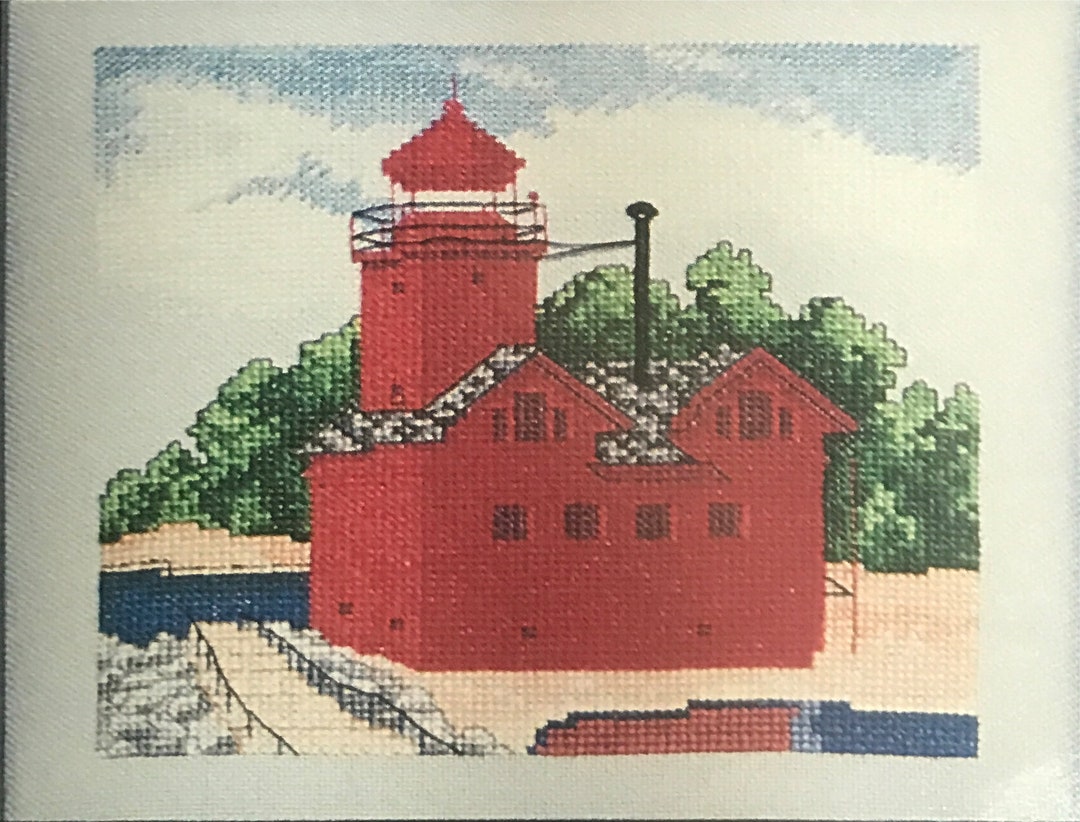 Big Red Lighthouse Counted Cross Stitch Pattern PDF Instant - Etsy