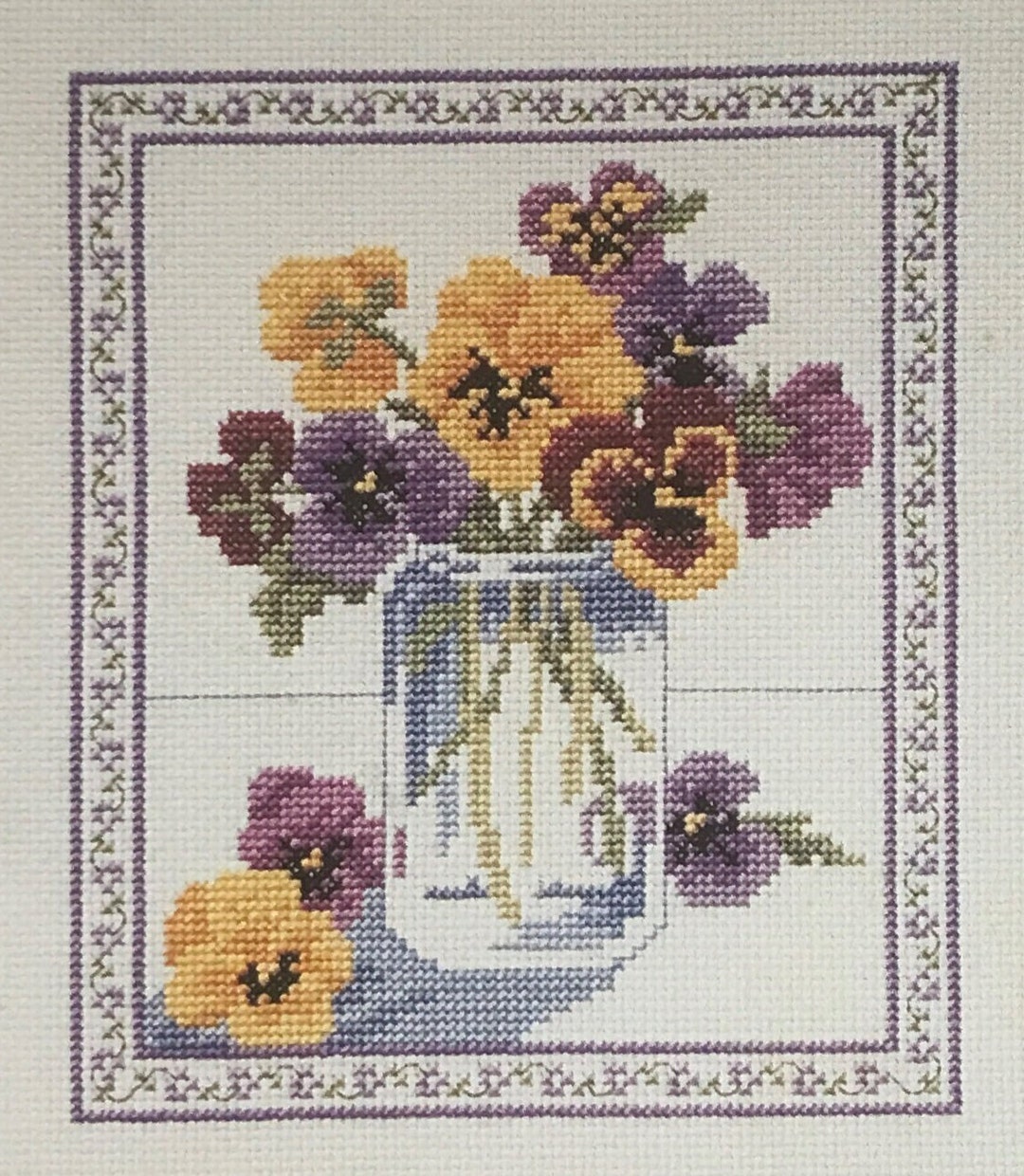 Pansies Counted Cross Stitch Pattern Digital Instant Download Country ...