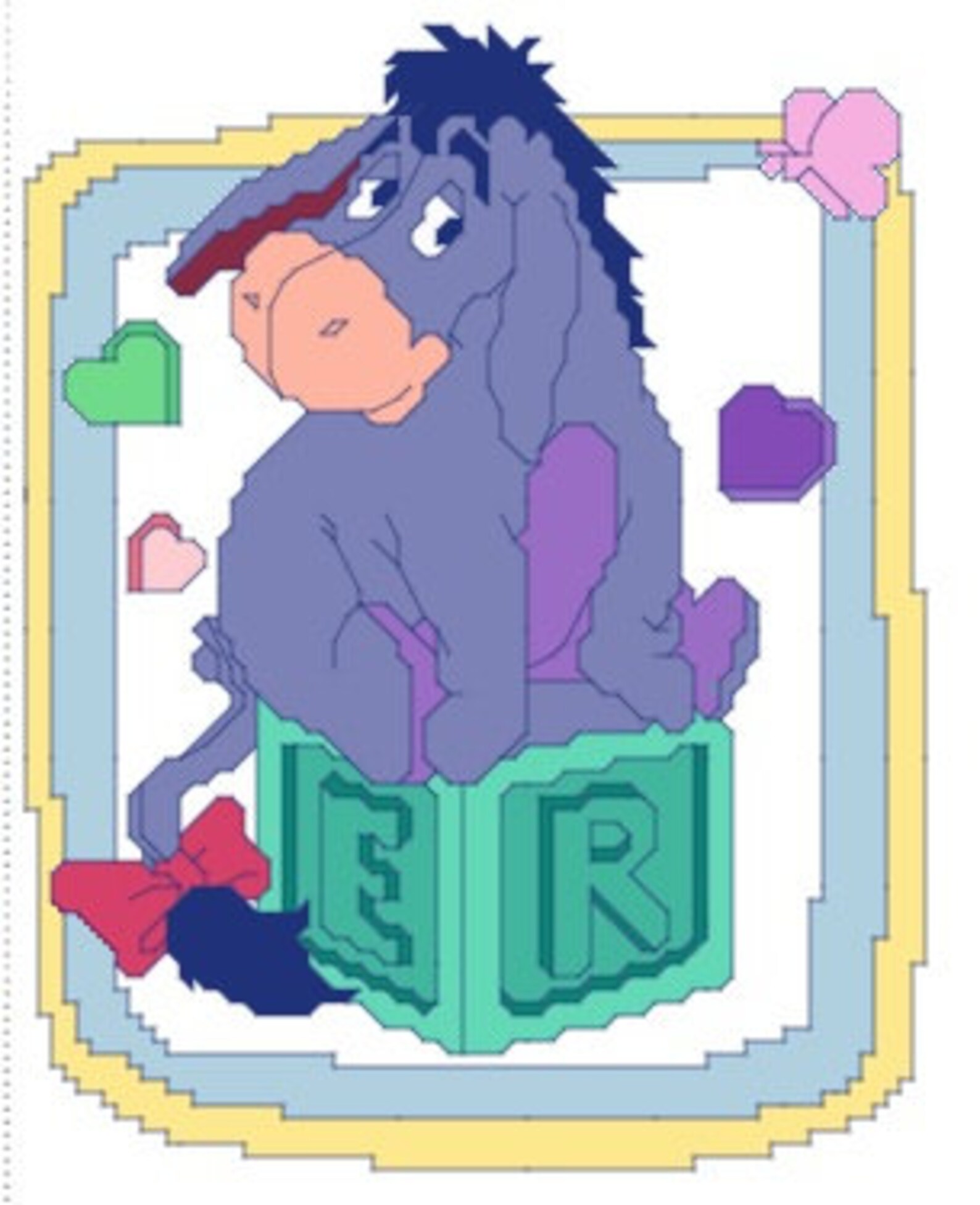 Eeyore Cross Stitch Pattern, Baby Block Design (PDF Download) - Etsy