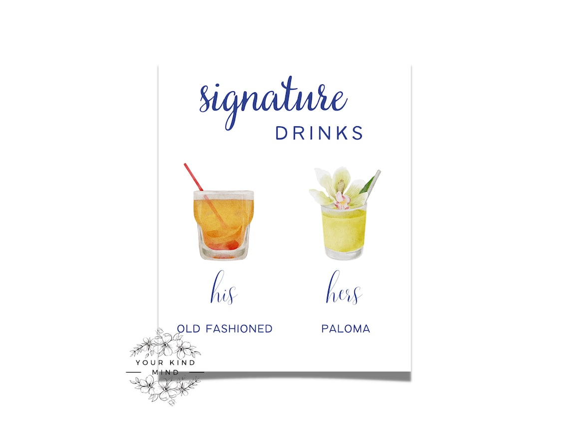 Signature Drink Sign Template Printable Signature Cocktail Sign Menu ...
