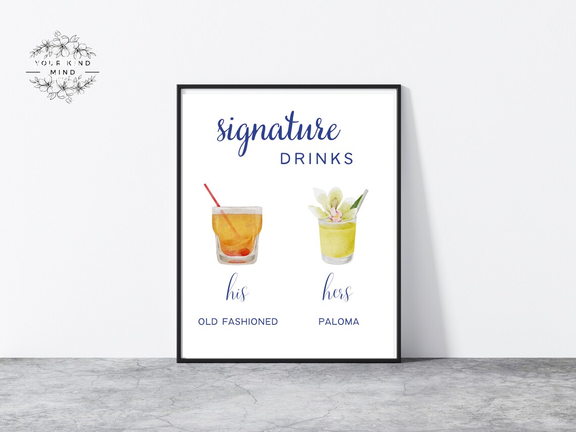Signature Drink Sign Template Printable Signature Cocktail Sign Menu ...