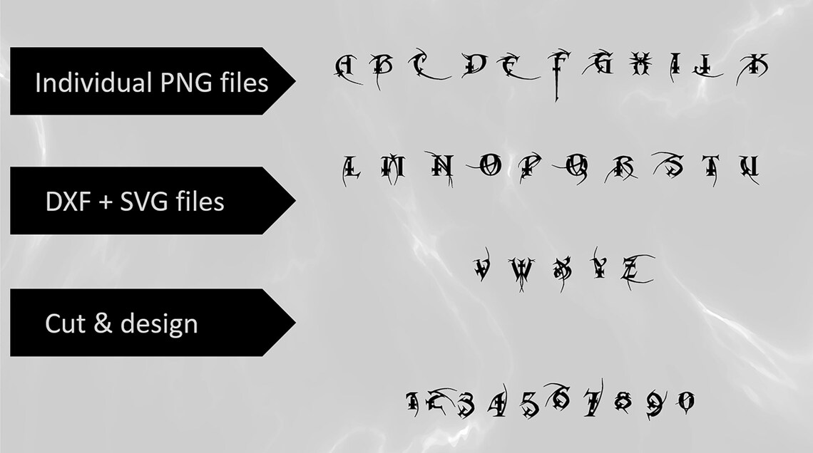 Macabre Cricut Font, Letters and Numbers, Vector SVG, PNG, DXF for ...