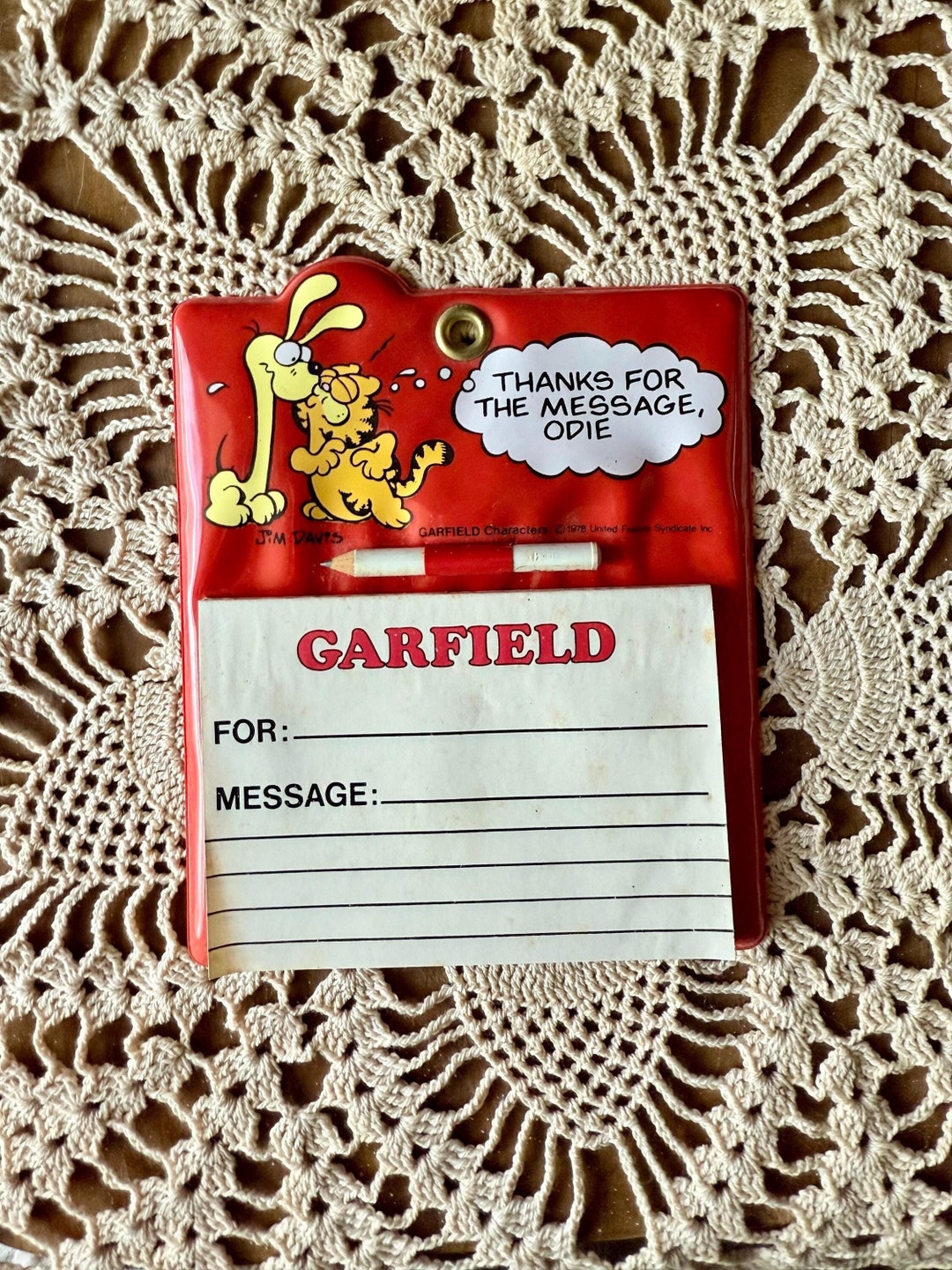 Vintage GARFIELD NOTEPAD 1978 NEW Garfield and Odie Memo Pad With ...